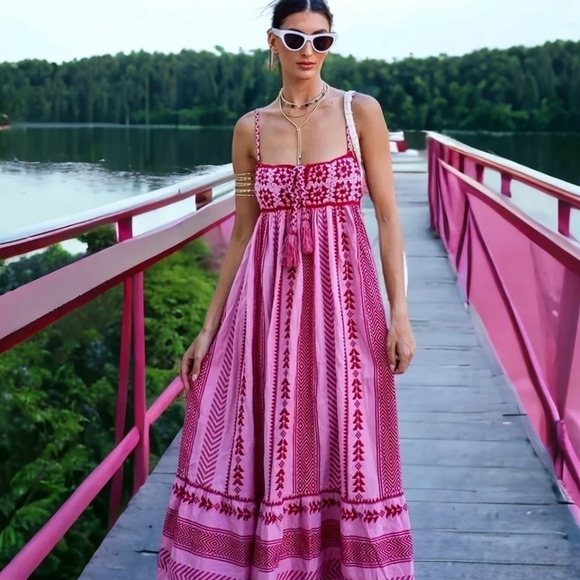 Dresses | Casual Geometric Print Crochet Tassels Vneck Aline Party ...